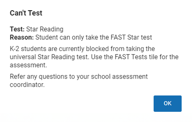 Block K-2 Universal Star Assessments Preference