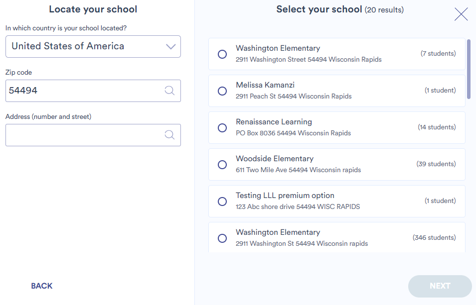 I can't find my school when I create a class