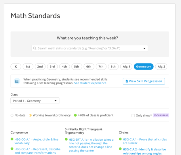 What Freckle features are different in High School math?
