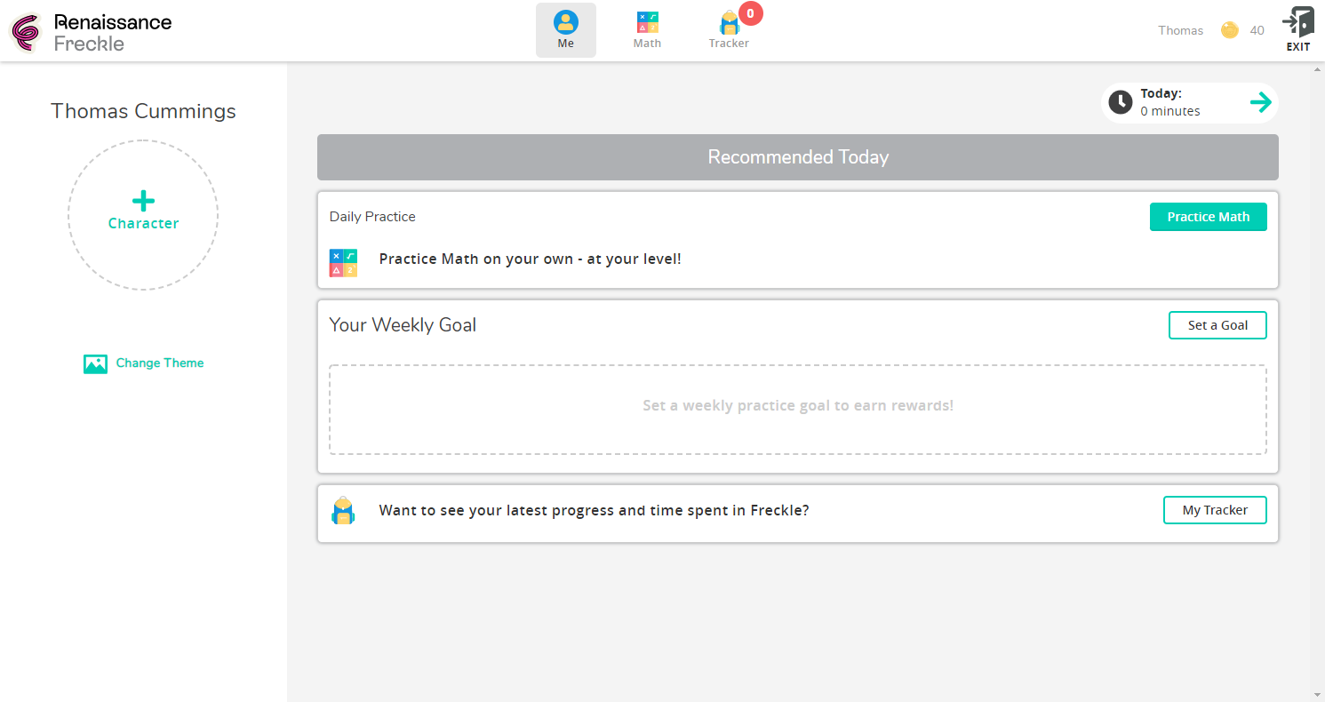 What do Freckle student dashboards look like for different grades?