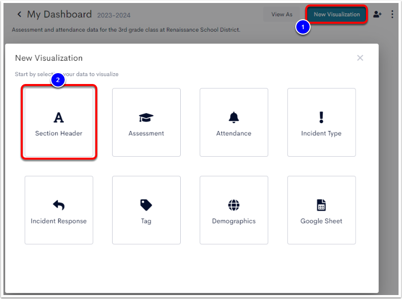 Create a Section Header Visualization