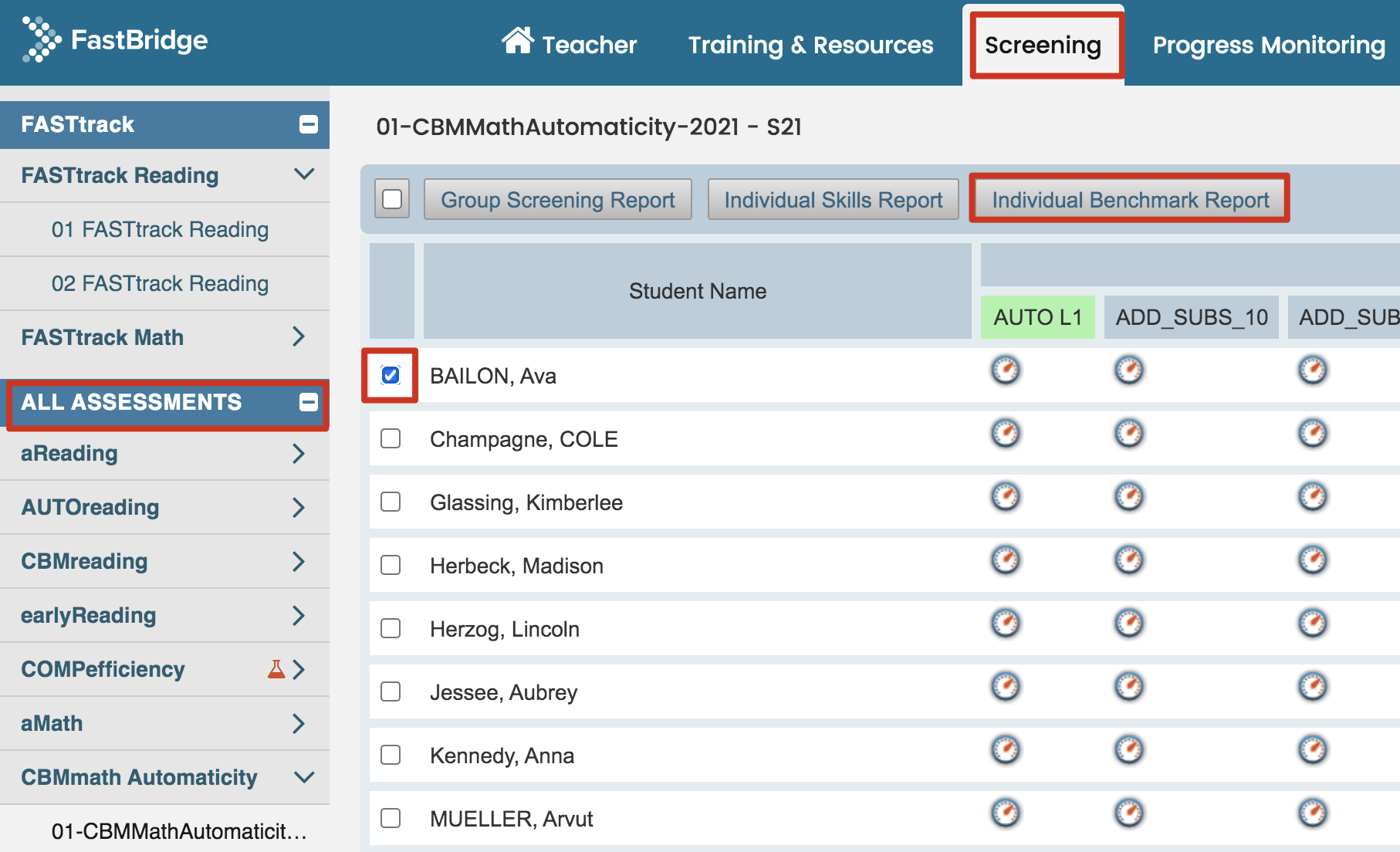 Individual Benchmark Report