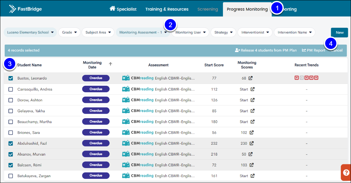 Accessing, Saving, and Printing the Progress Monitoring Report