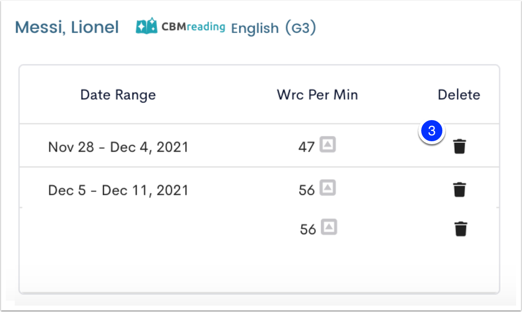 Deleting a Progress Monitoring Score