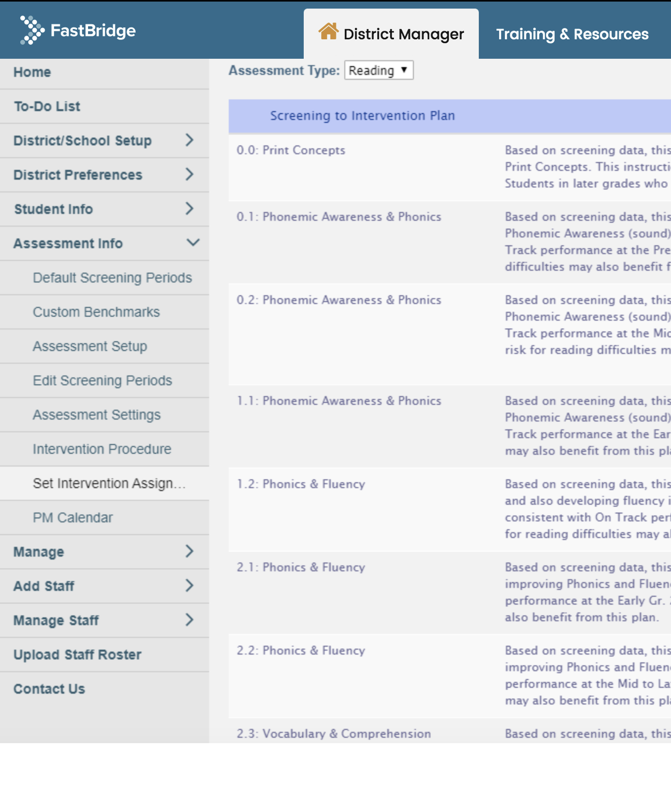 Managing Intervention Assignments (Screening to Intervention Report)