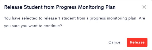 Releasing a student from a Progress Monitoring plan