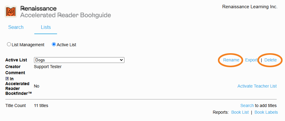 Book and Quiz Lists in AR Bookguide