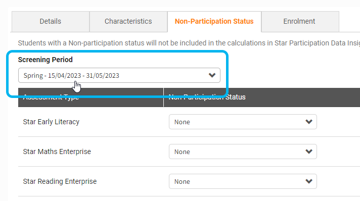 Student Information, Non-Participation Status