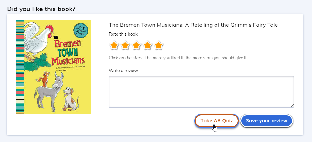 Accelerated Reader Quizzes in myON